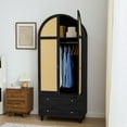 PHOYAL Modern 31.49" Arch Armoire Wardrobe with 2 Rattan Doors ...