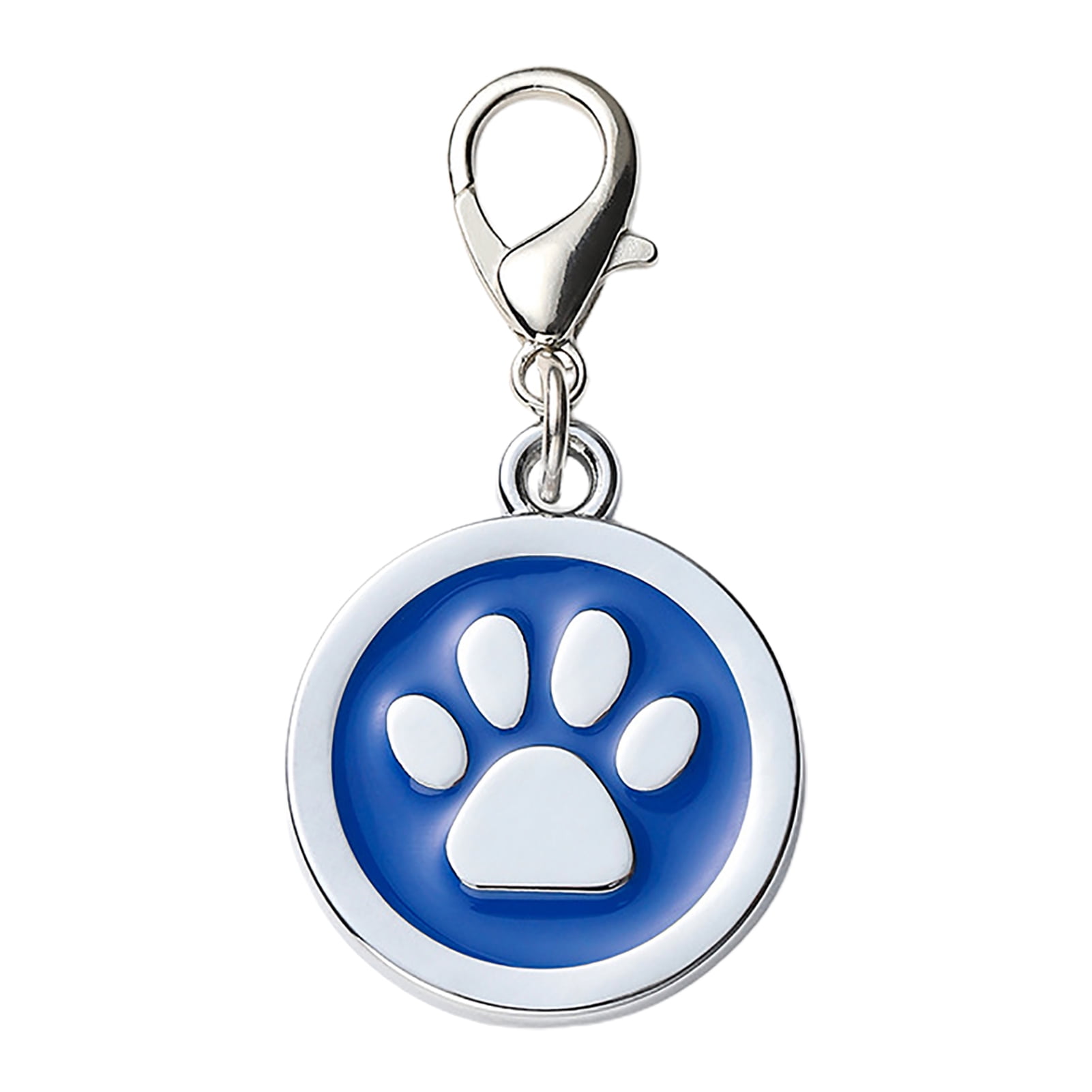 Dog Tag with Hanging Hook - Portable ID Tags - Dog Paw Pattern Round ...