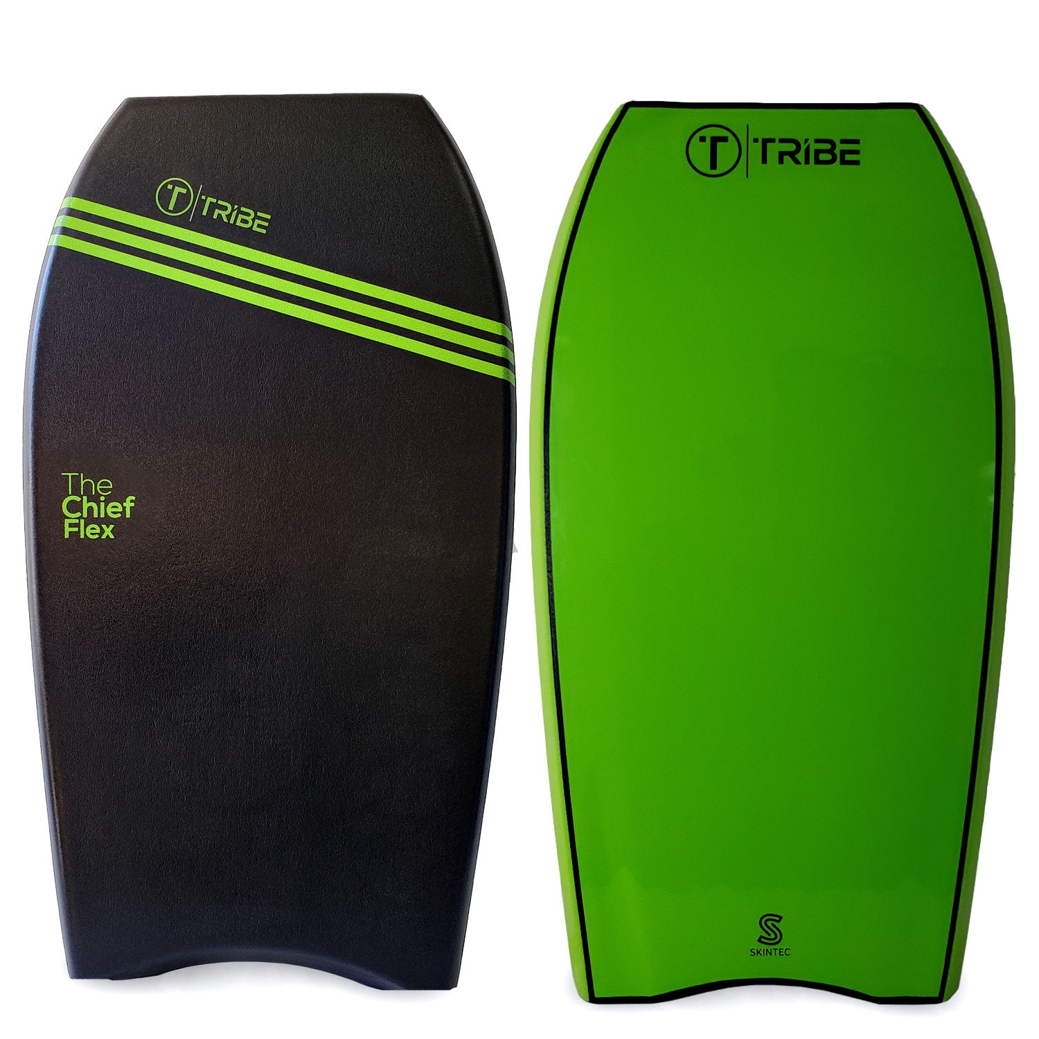 The Chief Flex 43.5" Bodyboard by Tribe Boards - Black / Apple Green ...