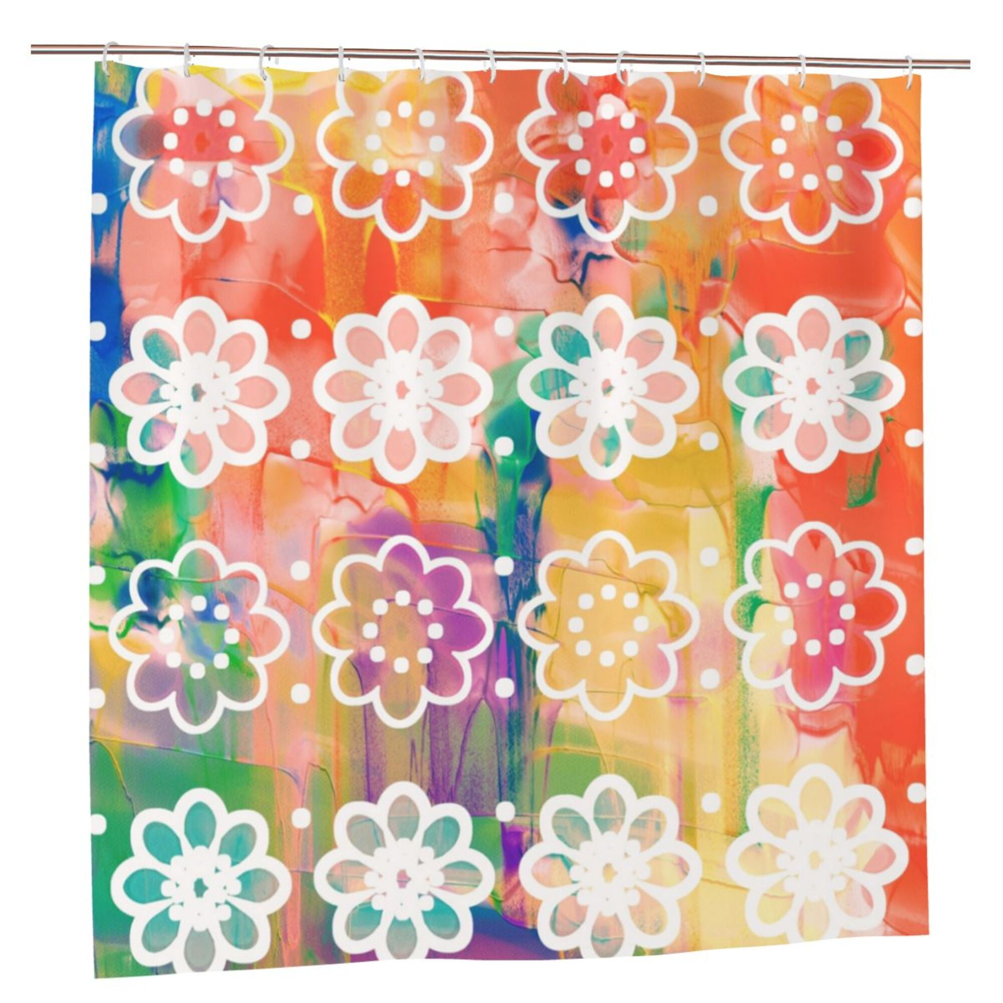 Yfyang Waterproof Bathroom Shower Curtain Watercolor Floral Patterns
