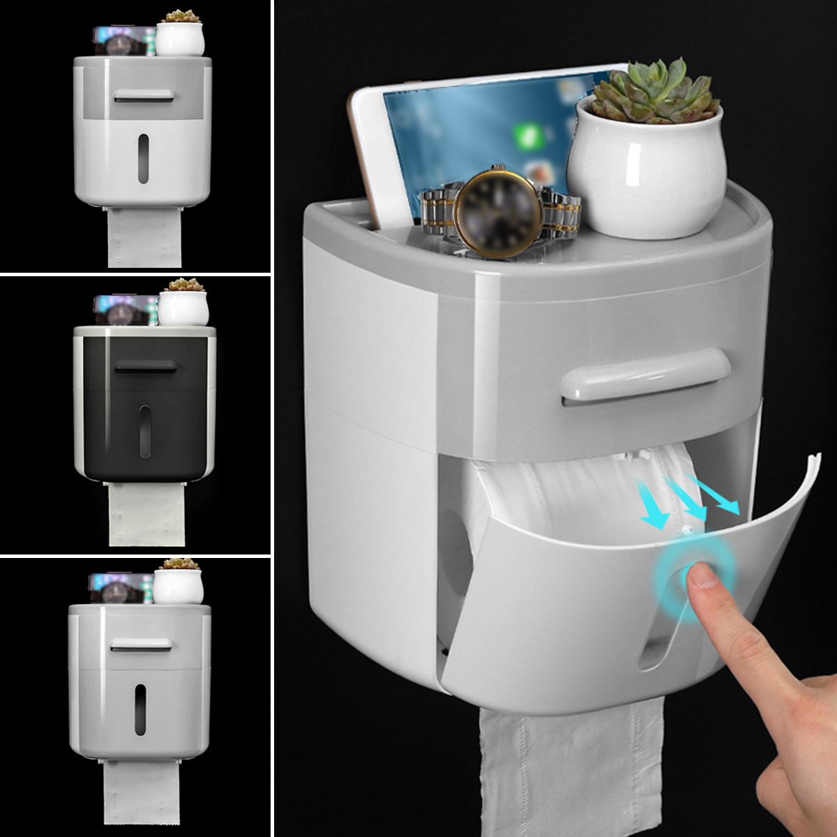 Wall-mounted Tissue Paper Container Box Holder Storage Organizer Shelf ...