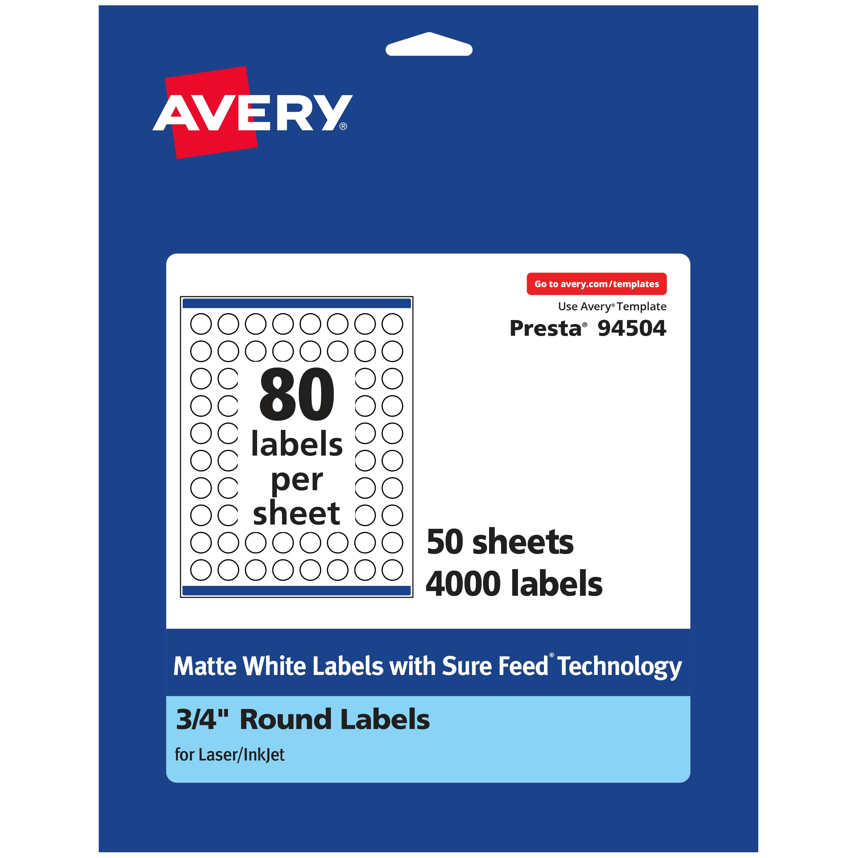 Avery Matte White Round Labels, 3/4" diameter, 4,000 Labels - Walmart ...