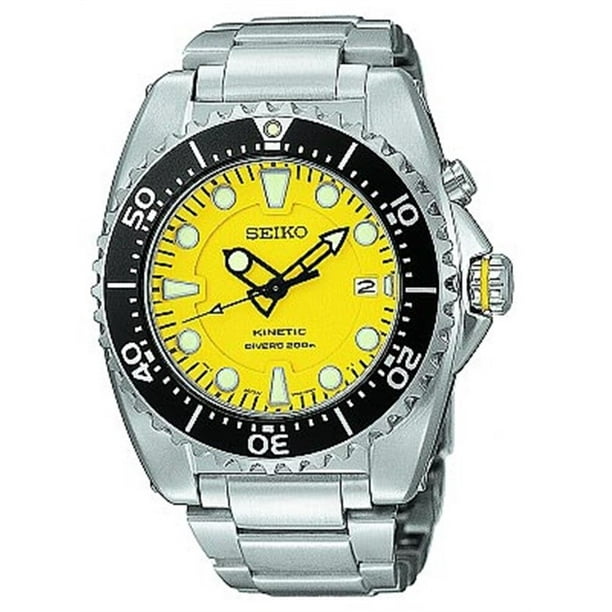 Seiko - Seiko Men's SS Yellow Dial Kinetic Watch SKA367 - Walmart.com ...