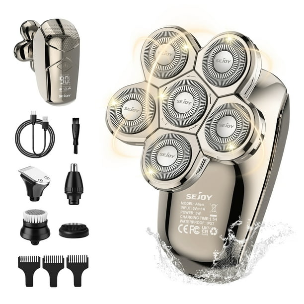 Sejoy 7d Head Shavers For Bald Men Upgraded 5 In 1 Cordless Waterproof Electric Razor Grooming