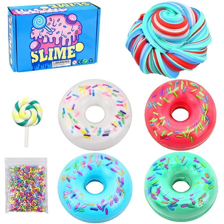 4 Pack Slime Kit Fluffy Slime Set, Non-Sticky Cotton Slime Toy, Soft ...