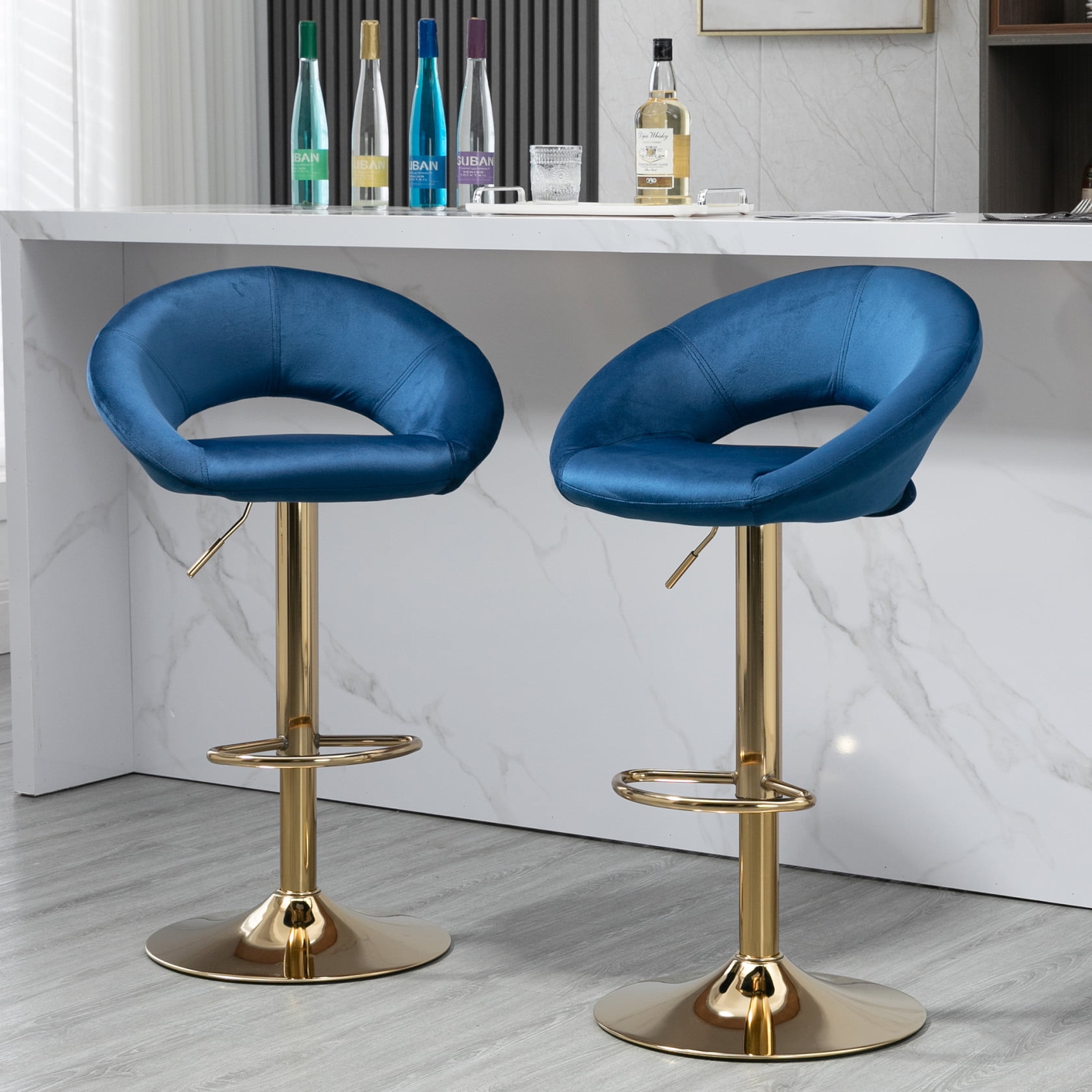 Swivel Bar Stools Set of 2, Modern Adjustable Counter Height Barstools ...