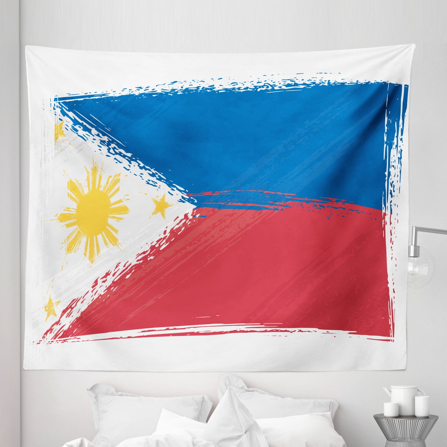 Filipino Tapestry, Brush Stroke Style Grungy Philippines National Flag ...