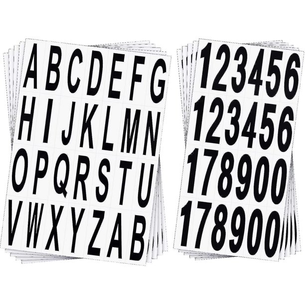 10 Sheets Number Stickers Mailbox Letters Black Vinyl Alphabet Number ...