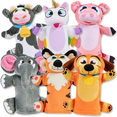 Melissa & Doug Safari Buddies Hand Puppets, Set of 6 (Elephant, Tiger ...