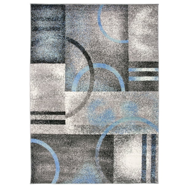 Modern Geometric Circles Area Rug 7' 10" x 10' Gray - Walmart.com