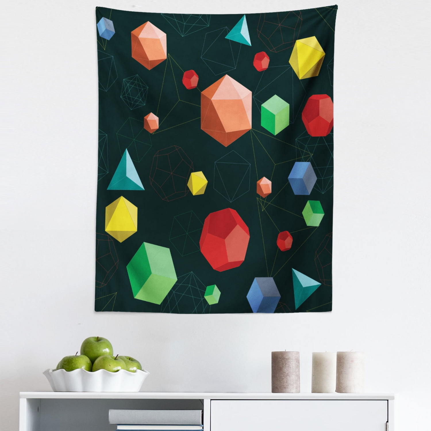 Geometric Tapestry, Geometric 3D Styled Shapes in Vivid Colors ...