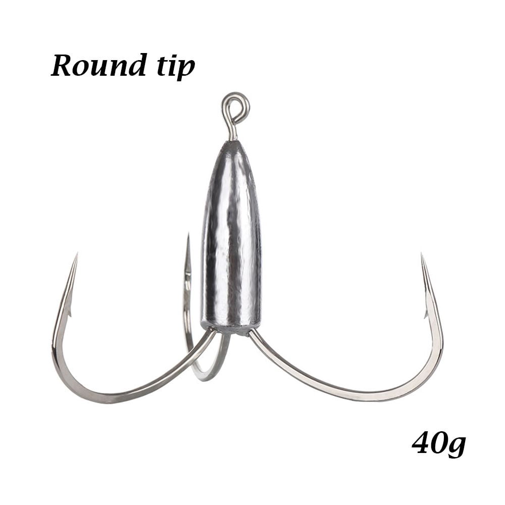 Outdoor Sharp Perforated Barb Fishing Treble Hooks Lead Sinker Weight ...