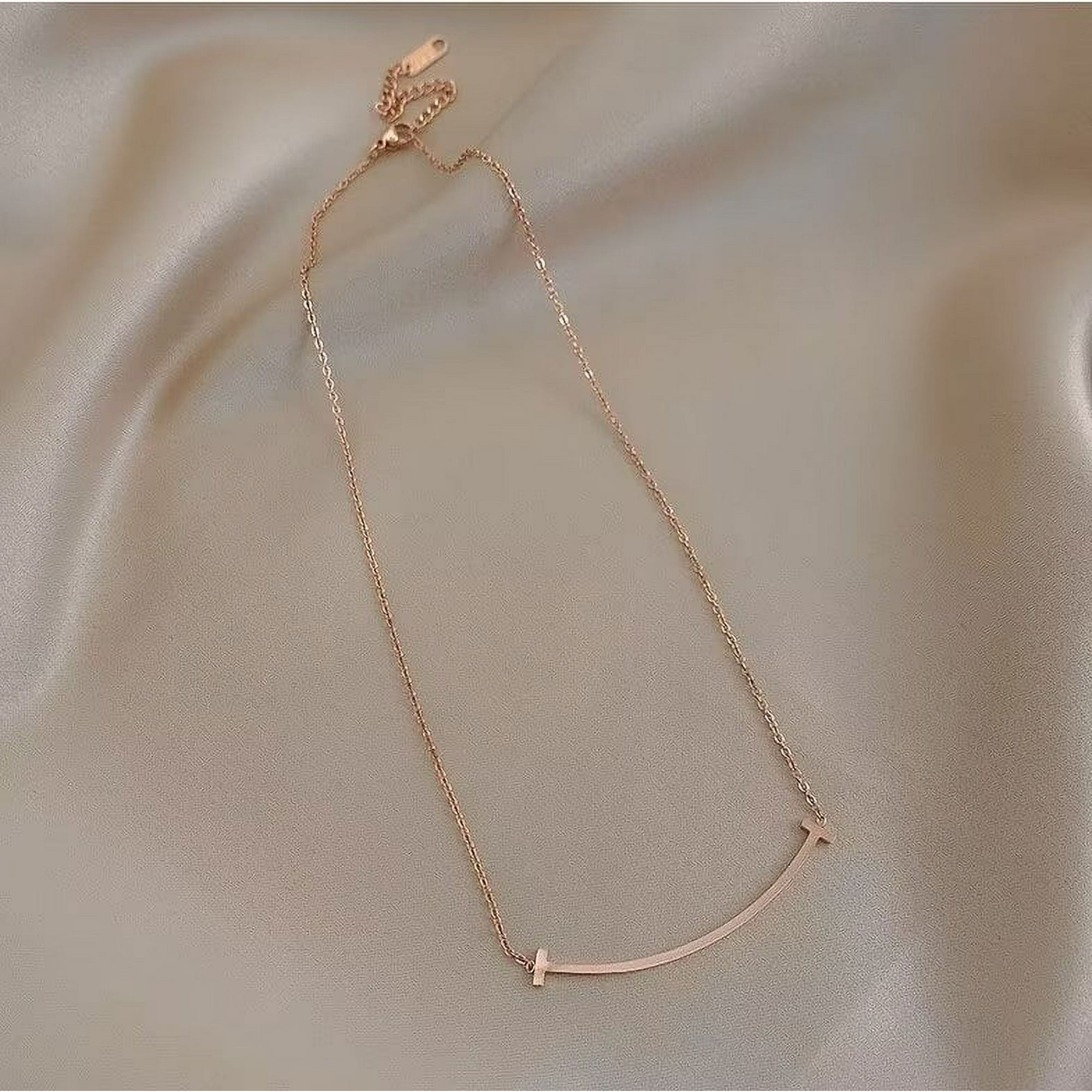 Click here for Nielieping Smile Pendant  Curved Smile Bar Necklac... prices