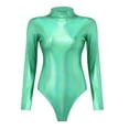 Clearance Yoodem Women Yoga Jumpsuits Shiny Metallic Pvc Leather Mock
