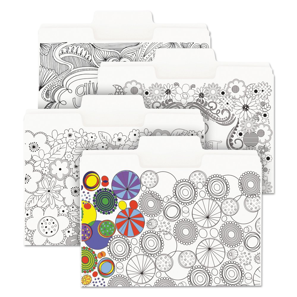 Smead SuperTab Coloring File Folders, 1/3 Cut, 3/4" Expansion, Letter ...
