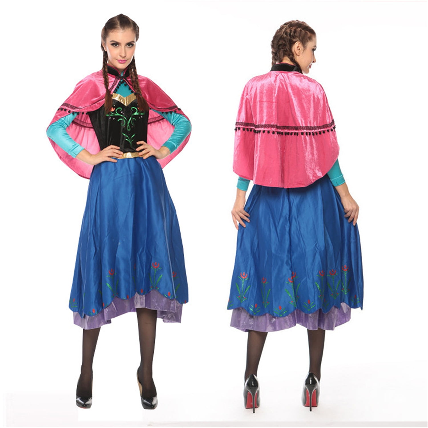 Kamo Women Princess Anna Costume Cosplay Dress Up Halloween Gown Outfit ...