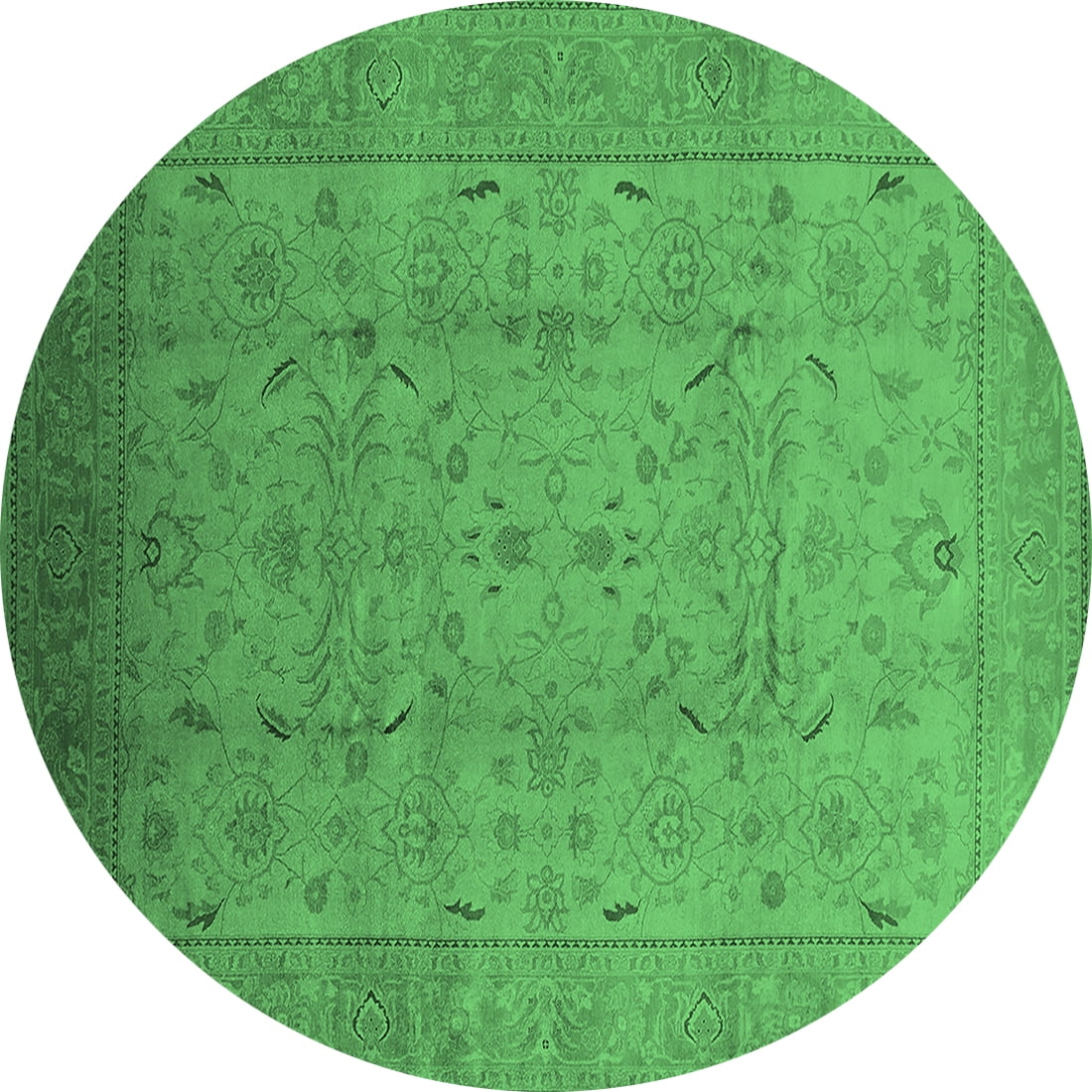 Ahgly Company Indoor Round Oriental Emerald Green Traditional Area Rugs ...