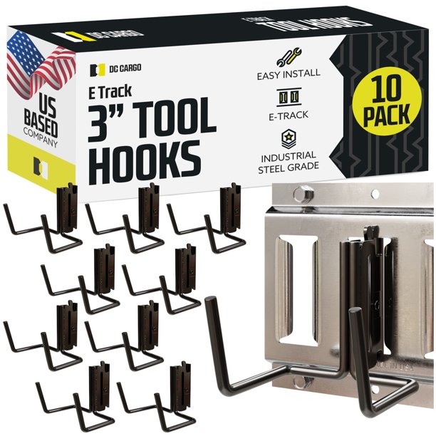"DC Cargo Mall 10-Pack, Dual-Arm E-Track Hook – Extra Wide Shovel/Tool ...