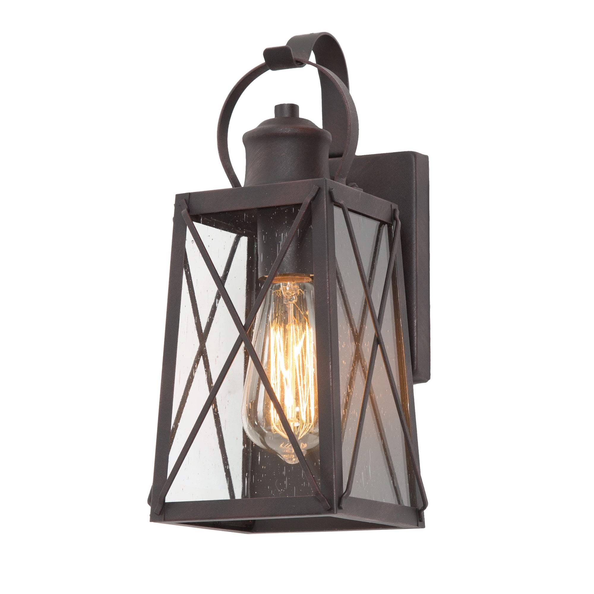 LNC Rustic Outdoor Wall Sconce with Glass Shade Bronze Finish - Walmart.com