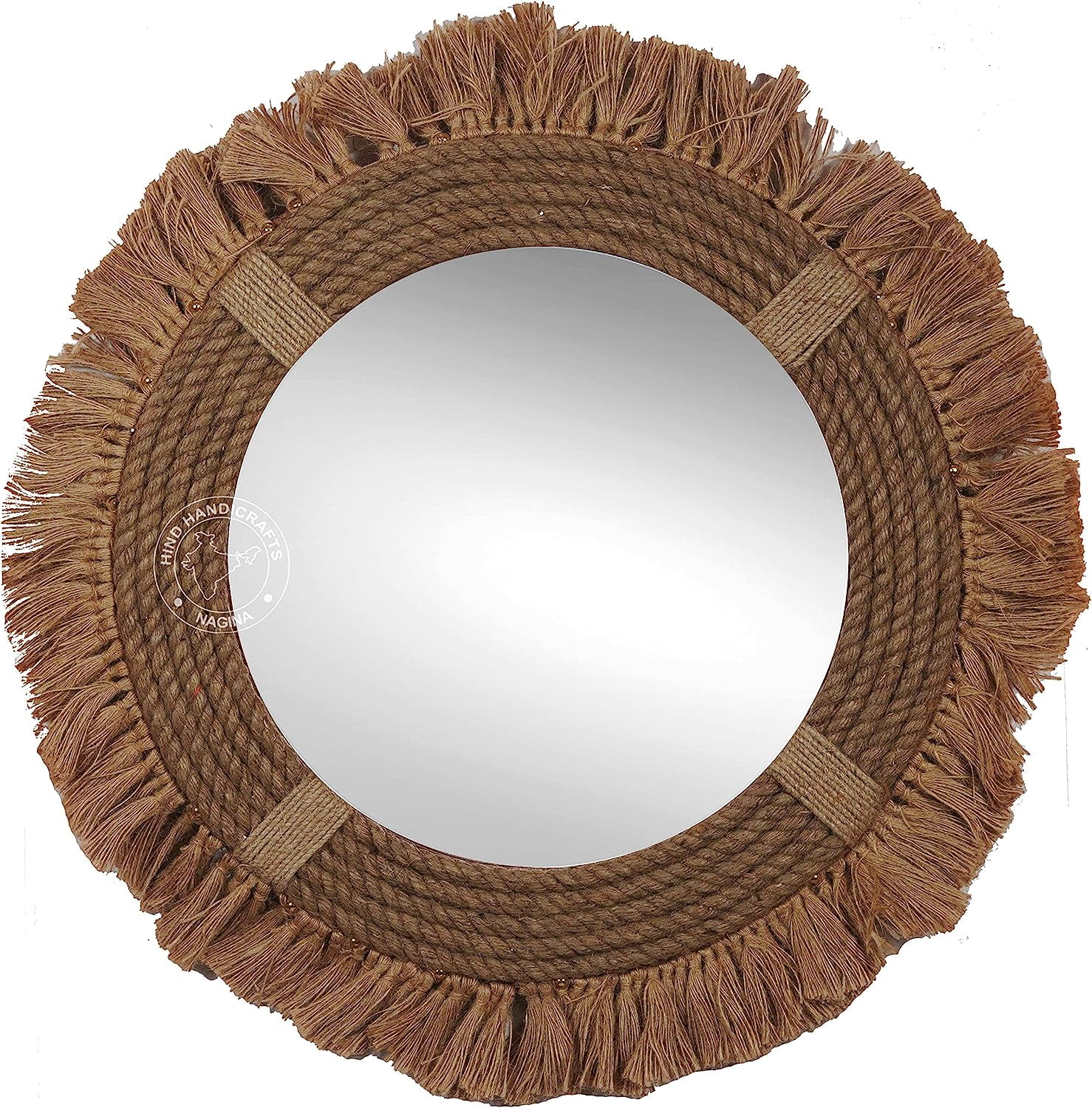 Hind Handicrafts Round Wrapped Rope Wall Mirror - Maritime Accentuated ...