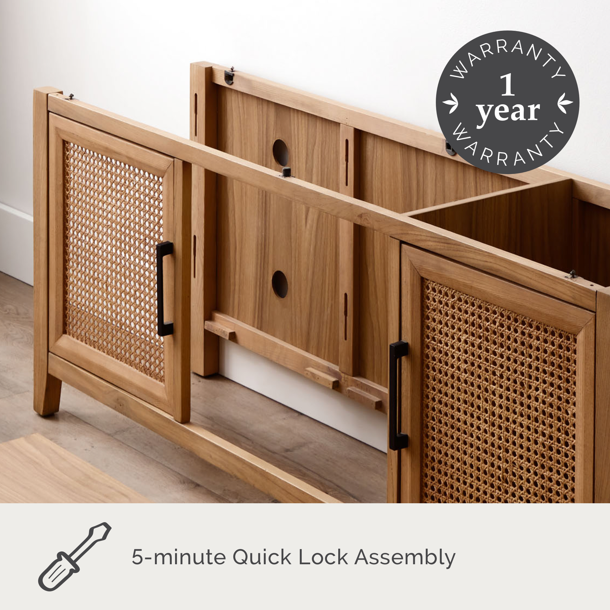 Buy My Texas House Emma Wood and Cane TV Stand for TVs up to 65 inches ...