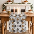 Brown Moroccan Plaid Table Runner, Modern Abstract Exotic Geometric ...