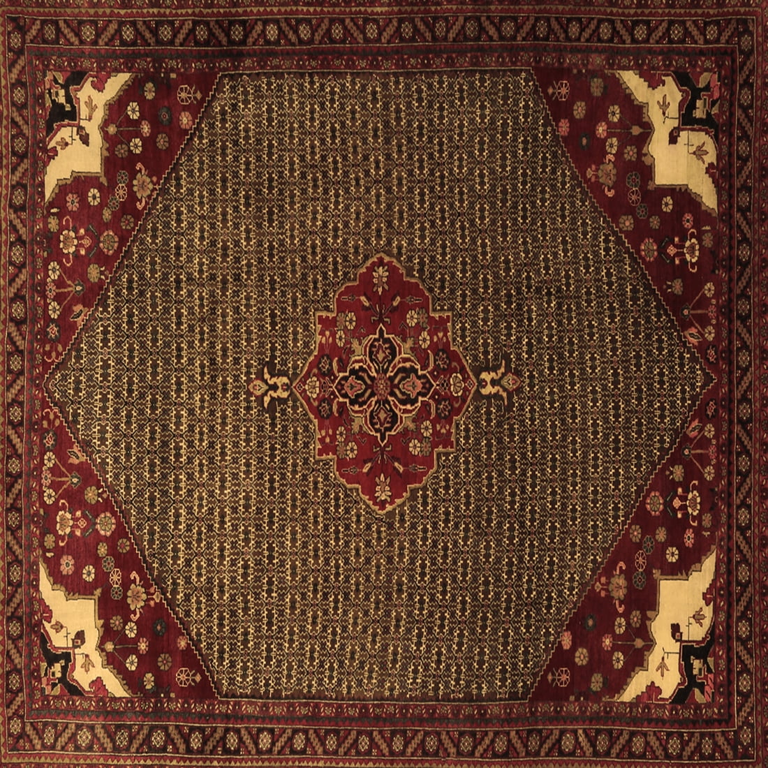 Ahgly Company Indoor Square Persian Brown Traditional Area Rugs, 4 ...