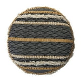 LR Home Small Over-tufted Striped Indoor Round Pouf, Multi, 18" x 18" x ...