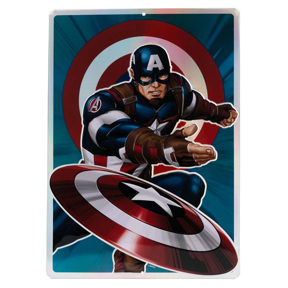 Captain America Embossed Metal Sign - Walmart.com