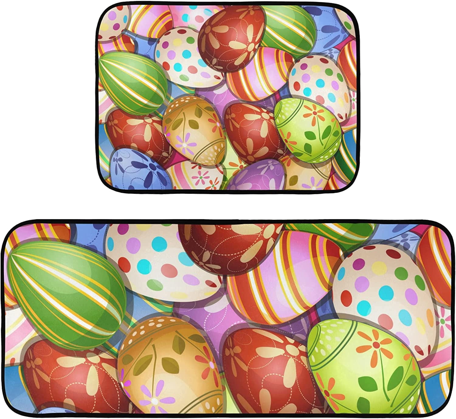 Easter Eggs Kitchen Rugs and Mat 2 Pieces Set Cushioned Anti Fatigue ...