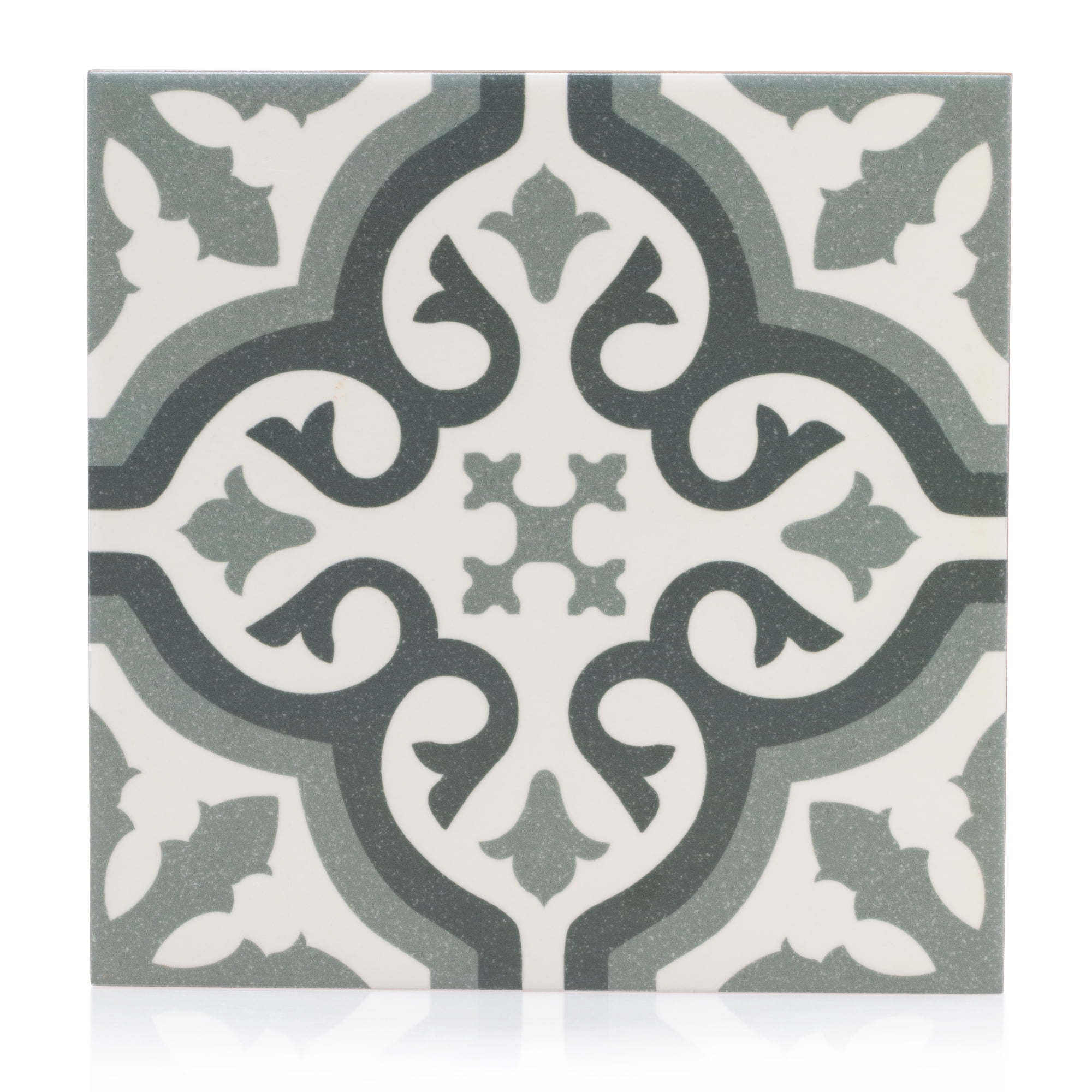 The Tile Project 8"X8" Classic Pattern Aqua Ceramic Floor and Wall Tile ...