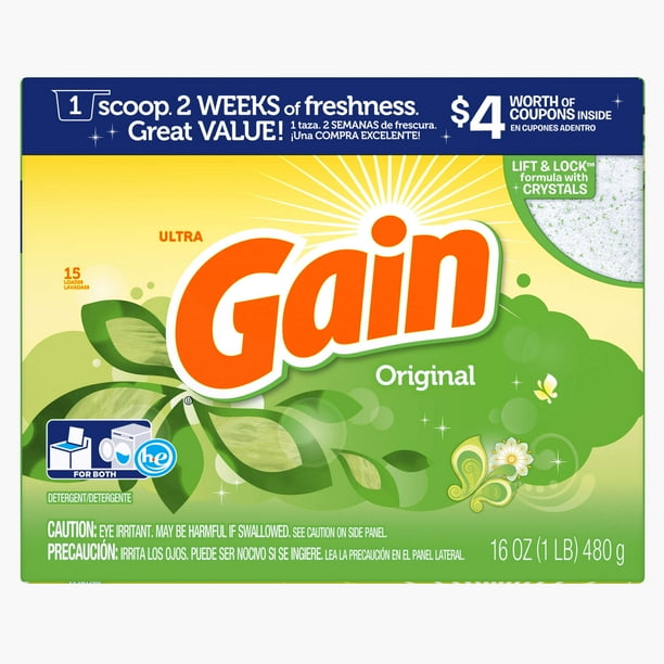 Gain Powder Laundry Detergent, Original, 15 Loads 16 Oz - Walmart.com ...