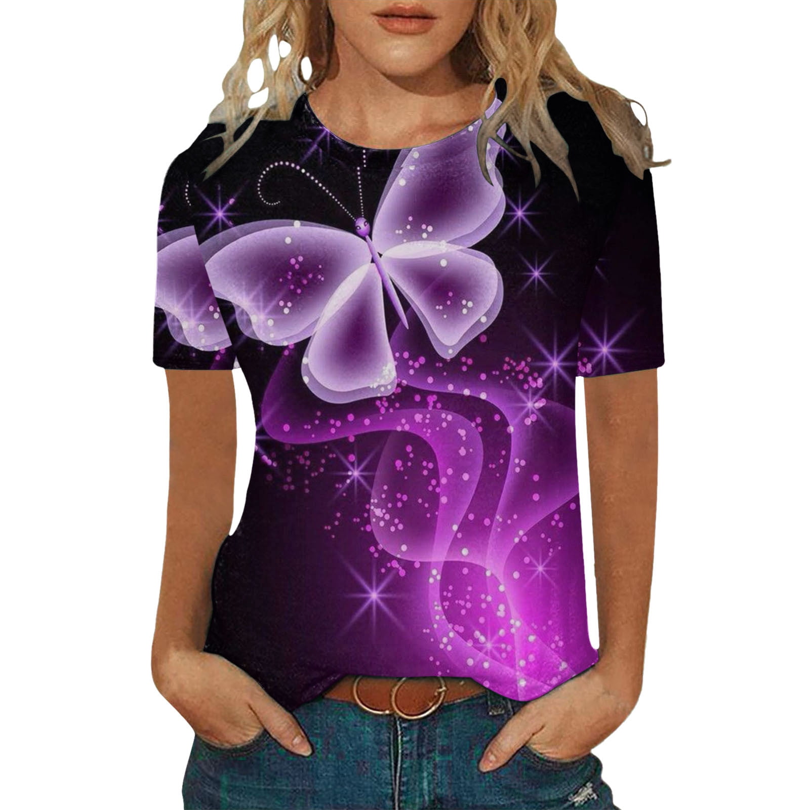 LUOGENLI Female T-shirts for Womens Womens Casual Fashion Printed ...