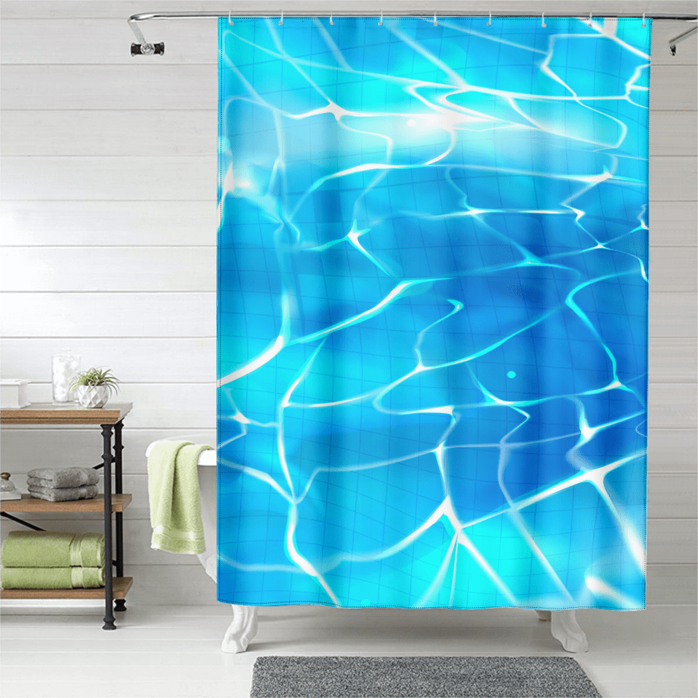 Blue Sea Water Shower Curtain Serviceable Mould Proof Art Shower Liner ...