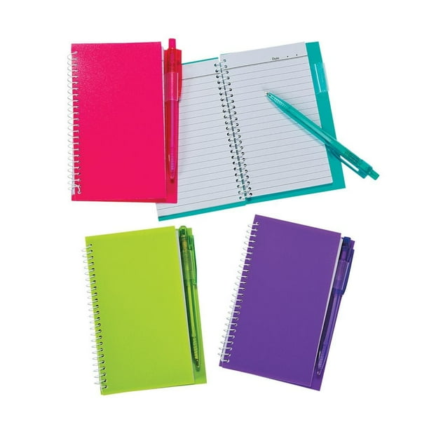 Neon Spiral Notebook And Pen Set - Party Favors - 12 Pieces - Walmart ...