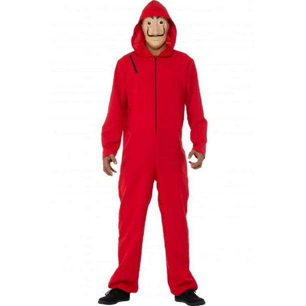 Money Heist Hooded Jumpsuit & Mask Thief Adult Costume MEDIUM 38-40 ...