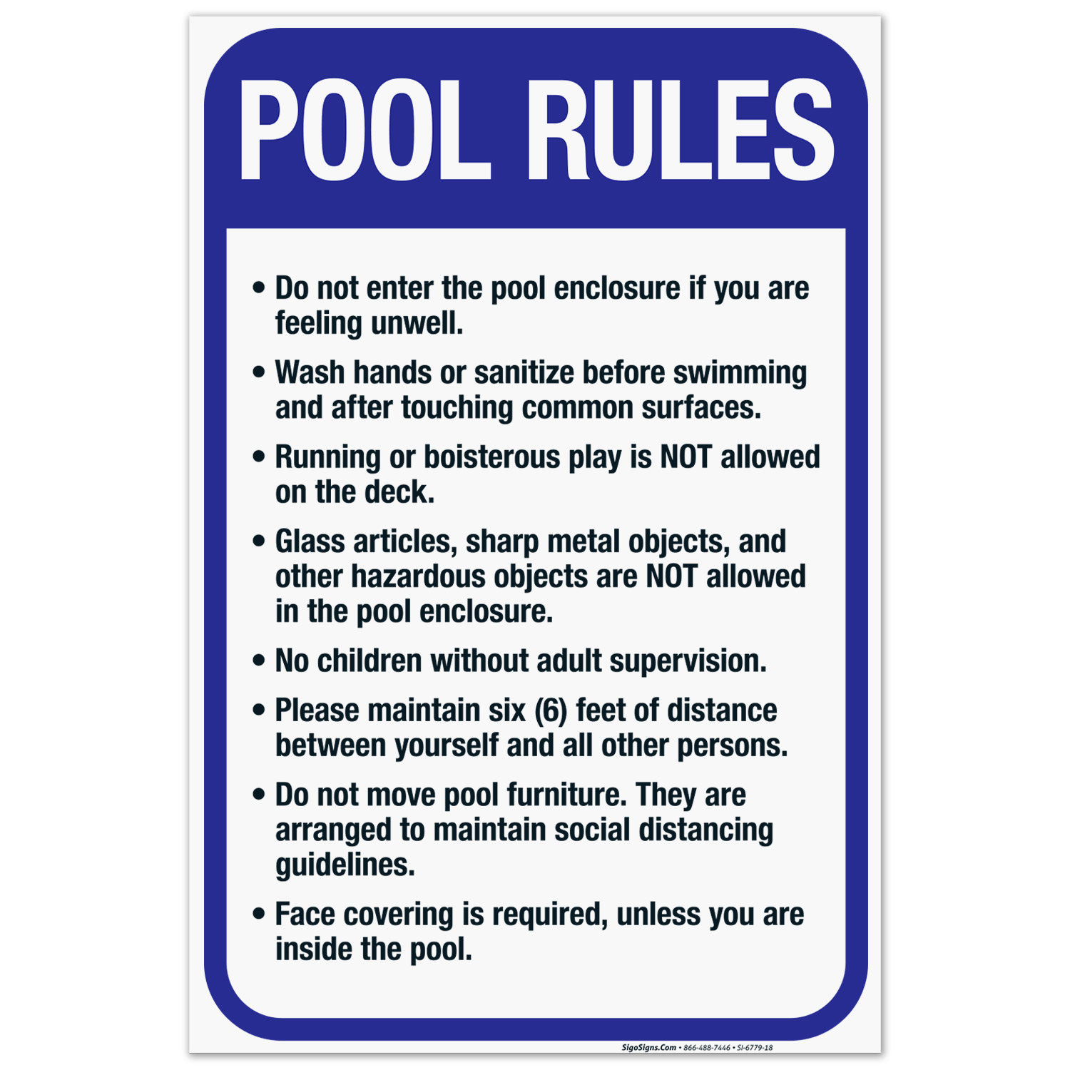 Pool Rules Sign, Pool Sign, (SI-6779) 10x14 Aluminum - Walmart.com