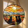 Cat Couple Stained Glass Suncatcher Window Art, Playful Black Orange ...