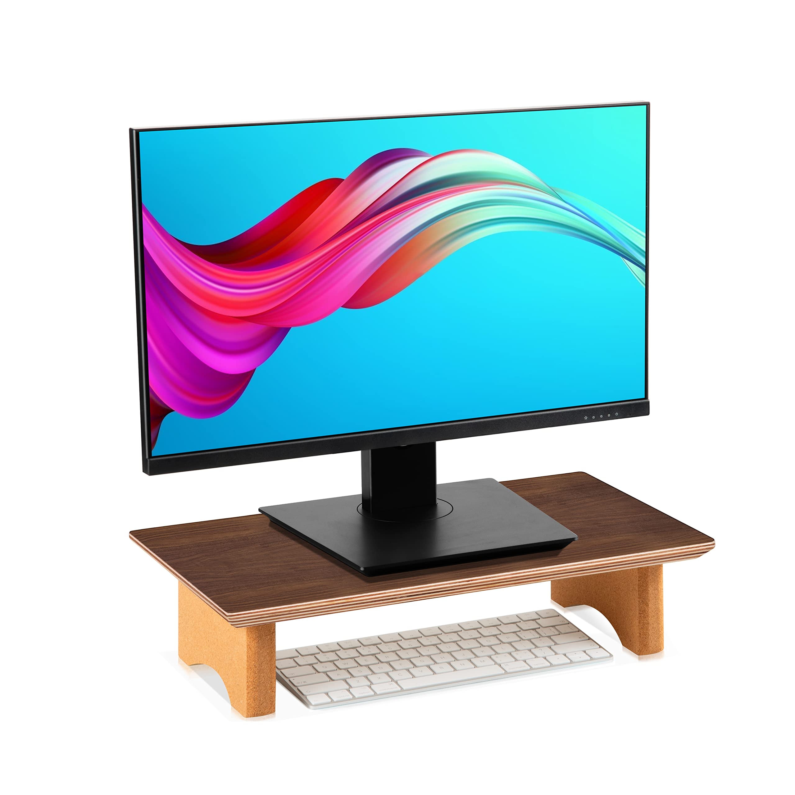 Monitor Stand Riser, Solid Wood Desktop Stands with Eco Cork Legs for ...