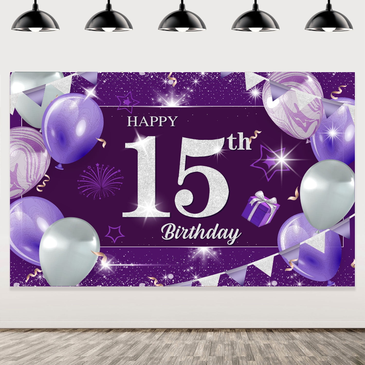 Extra Large 15th Birthday Party Backdrop Banner - Durable Fabric ...