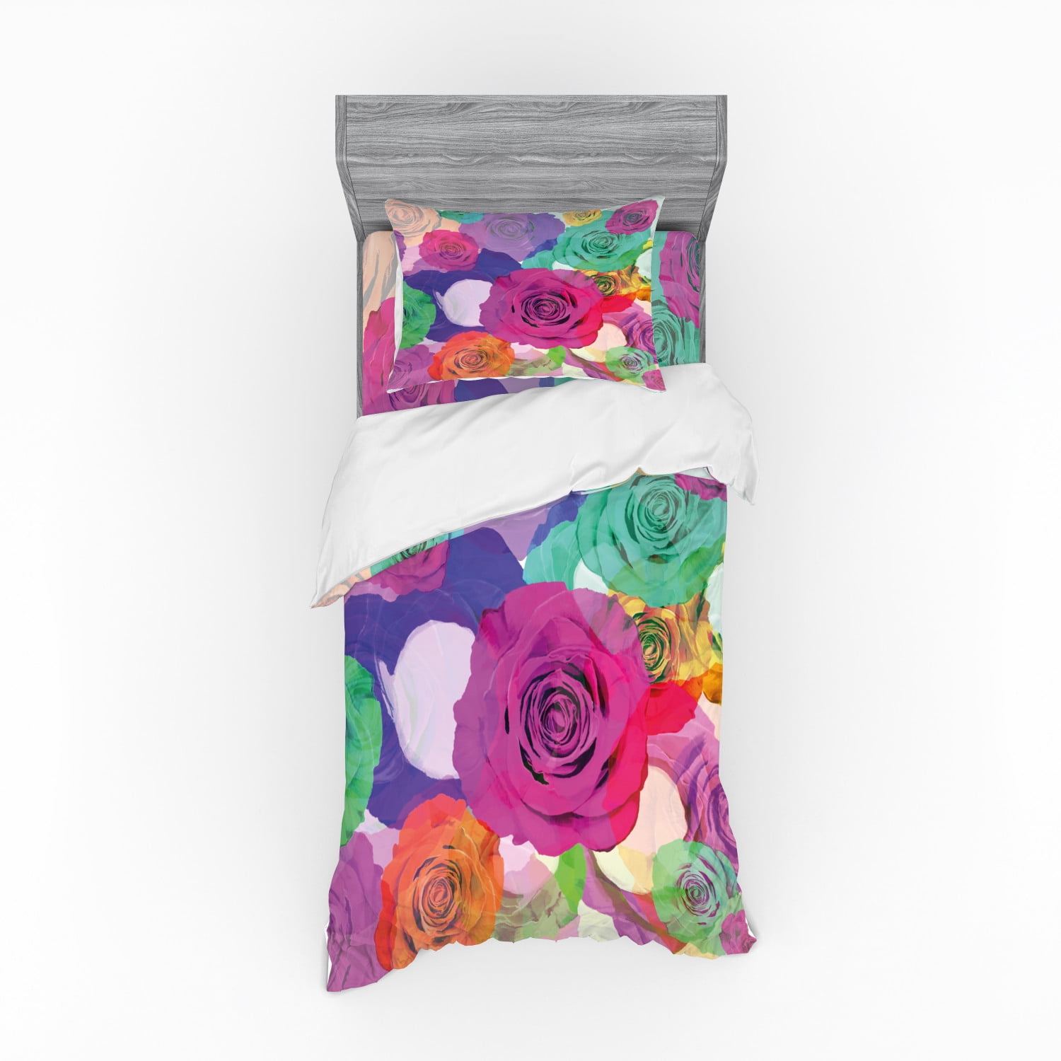 Ambesonne Art Bedding Set 3 Pcs, Floral Arrangement Roses, Twin XL ...