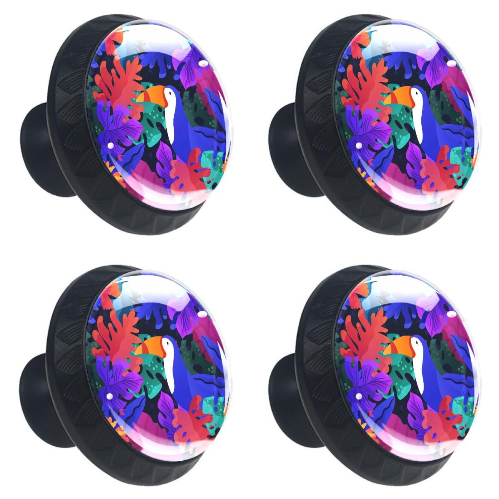4 Pcs Tropical Purple Leaf Knobs for Kitchen Cabinet Cupboard Dresser ...