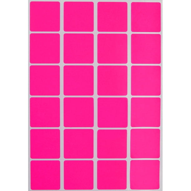 Royal Green Square Stickers Colored Labels in Neon Pink 25mm (1 Inch ...