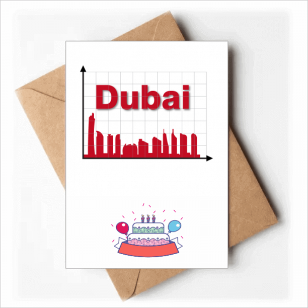 Urban Outline Axis Dubai Happy Birthday Greeting Cards Envelopes Blank ...