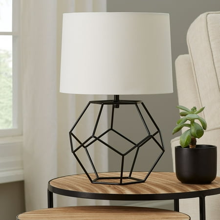 Mainstays Black Cage Metal Base Table Lamp with Shade, 16" H - Walmart ...