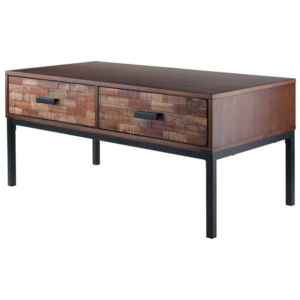 Winsome Wood Jefferson Coffee Table w/ Mosaic Drawers, Nutmeg Finish ...
