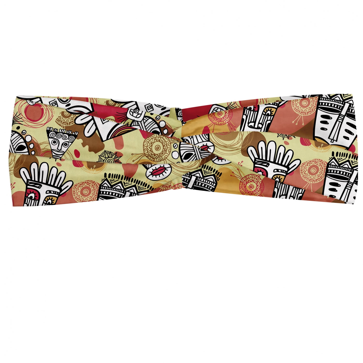 Primitive Headband, Cartoon Aboriginal Masks Feathers Sun Prehistoric ...