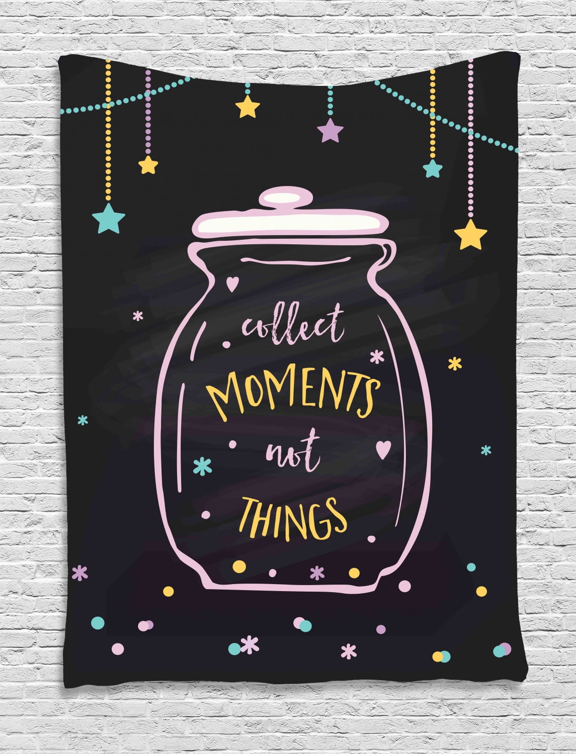 Saying Tapestry, Cursive Wording in a Glass Jar Stars and Polka Dots ...