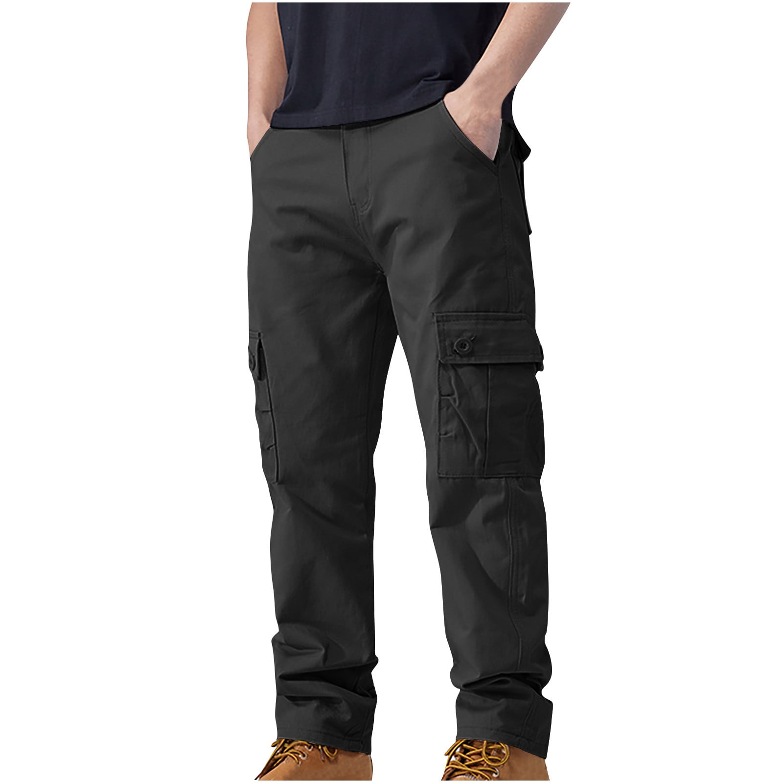 Click here for Hoksml Mens Cotton Washed Canvas Cargo Pants Strai... prices