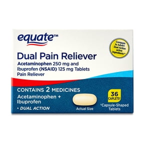 Equate Dual Action Pain Reliever Tablets 250mg Acetaminophen 125mg ...